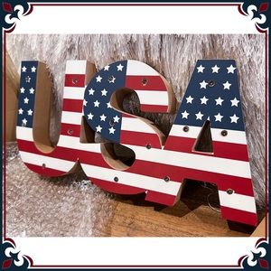Accents | Patriotic Usa Wooden Block Sign Table Decor Lighted Red White ...